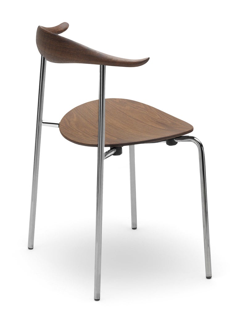 CH88T Dining Chair in Oak Smoked Stain and Stainless Steel Base by Hans ...