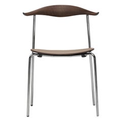 Customizable CH88P Dining Chair in Oak Smoked Stain with Steel Base by ...