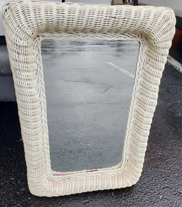 Chabby Chic Vintage Wicker Wall Mirror by Interlude Home, circa 1970s ...