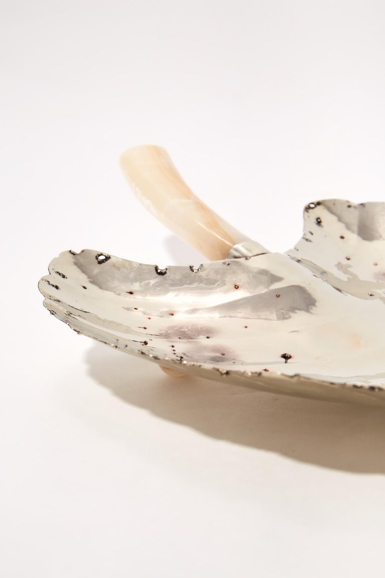 Chaco Leaf Small Tray, Cream Onyx Stone and Alpaca Silver For Sale at ...