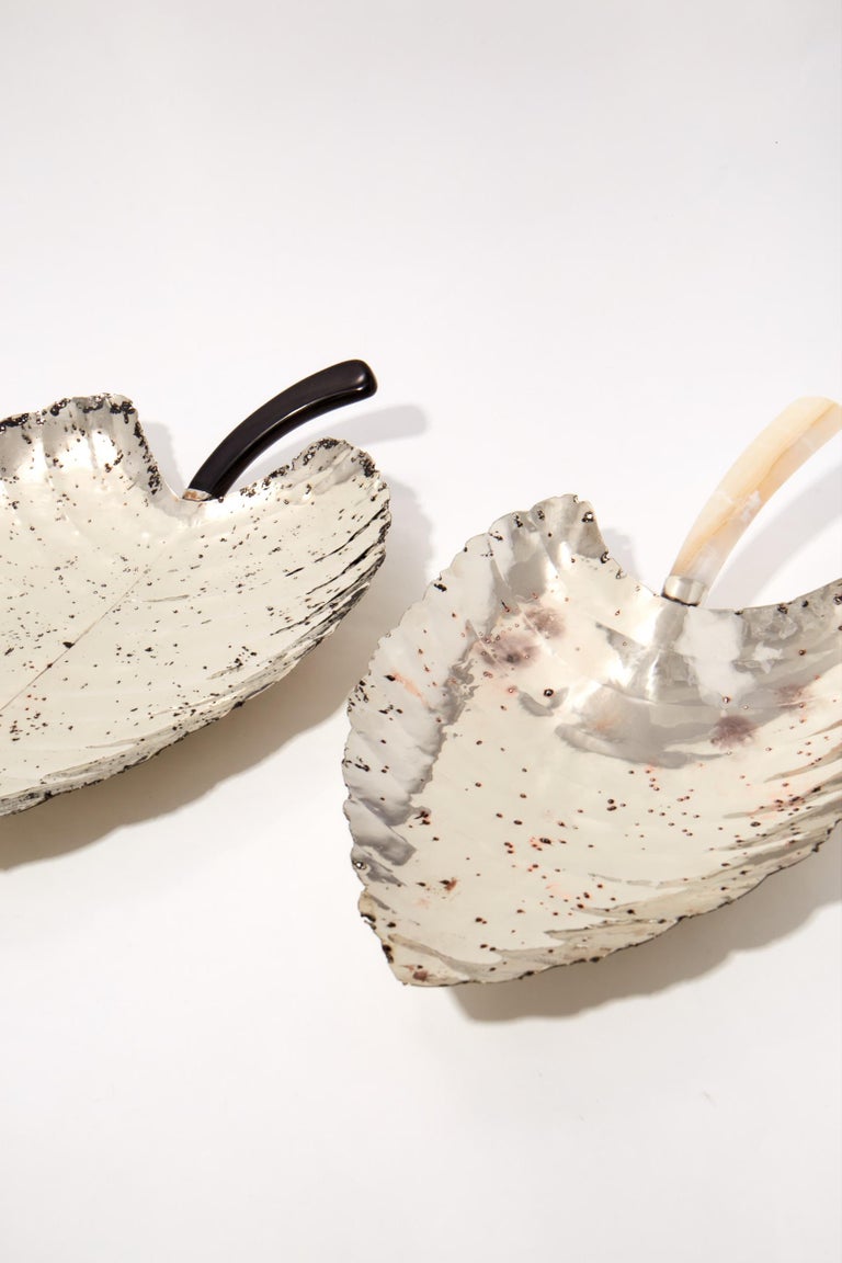 Chaco Leaf Small Tray, Cream Onyx Stone and Alpaca Silver For Sale at ...