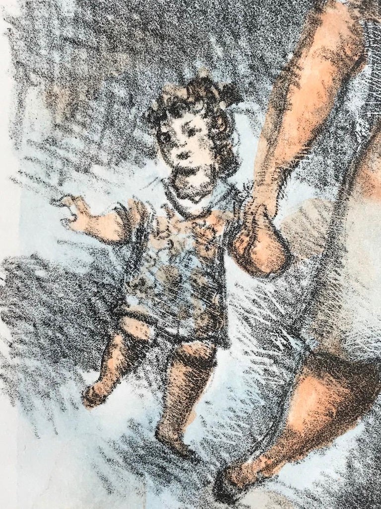 Chaim Gross - CHILDREN PLAYING Signed Lithograph, Woman and Children ...