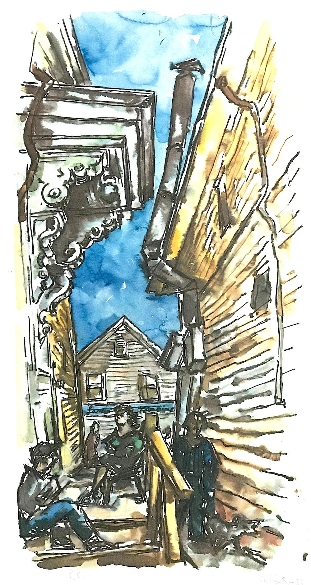 Chaim Gross - PROVINCETOWN SIDE STREET Signed Lithograph, New England ...