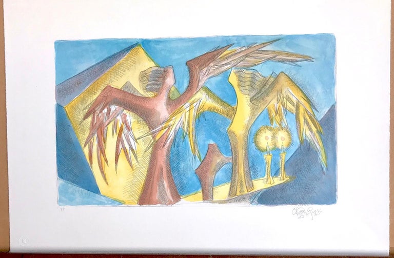 Chaim Gross - SABBATH ANGELS Signed Lithograph, Watercolor Portrait ...