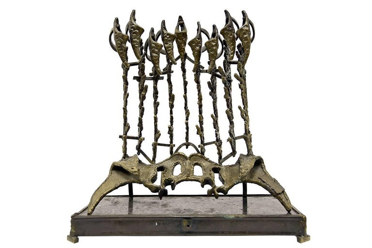 Chaim Hendin - Rare 1970s "Pelvis Menorah" Judaica Jewish Brutalist ...