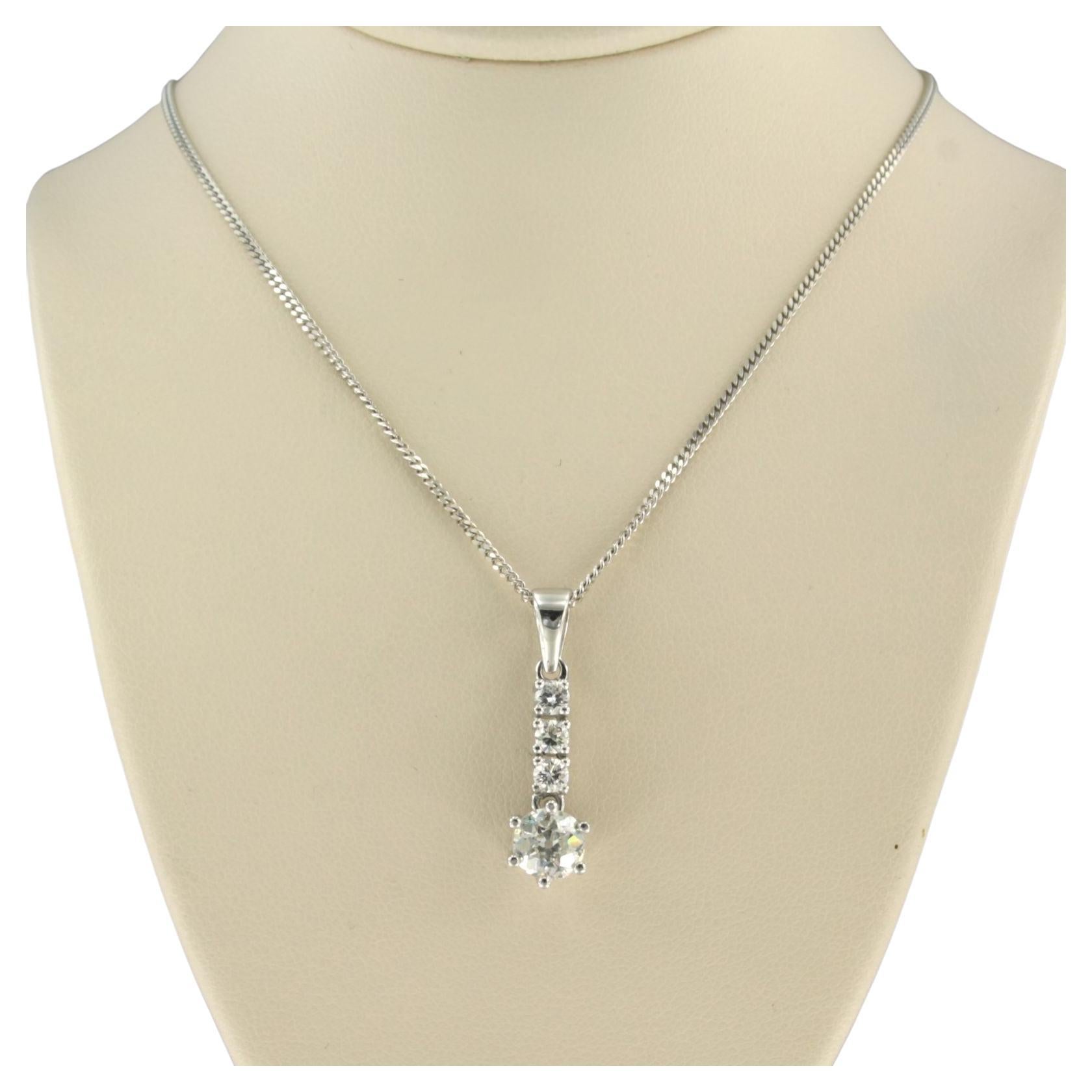 Chain and pendant set with diamonds 18k white gold For Sale at 1stDibs