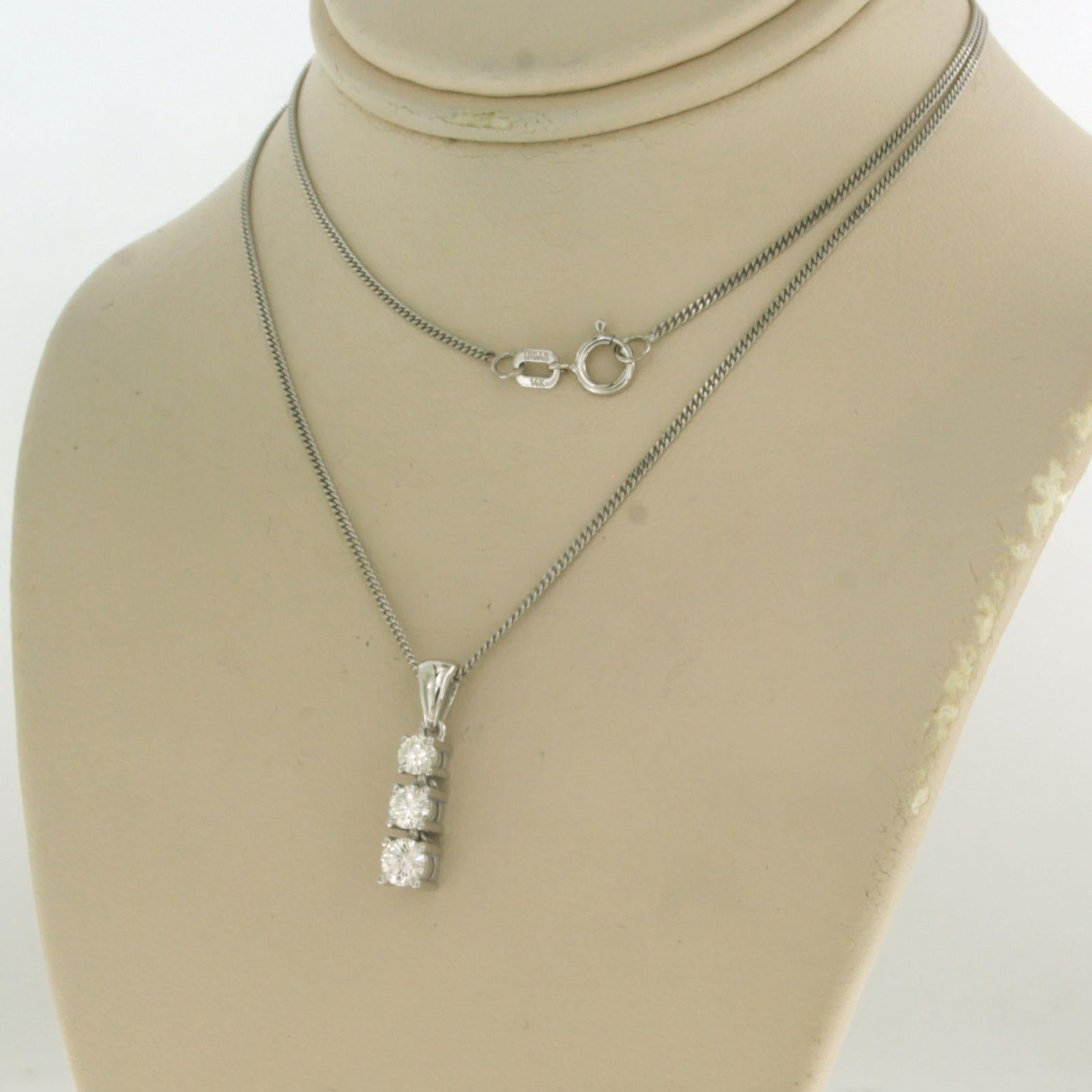 Chain and pendant set with diamonds 14k white gold For Sale at 1stDibs