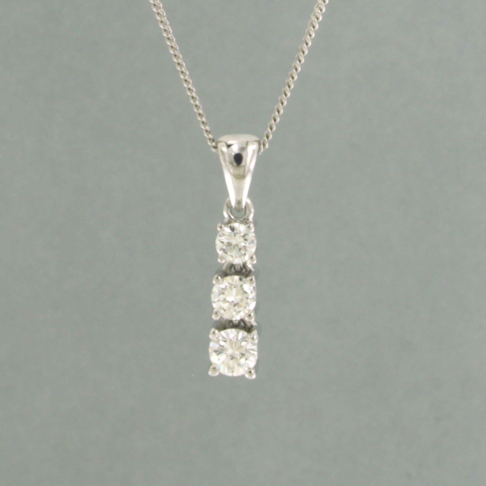Chain and pendant set with diamonds 14k white gold For Sale at 1stDibs