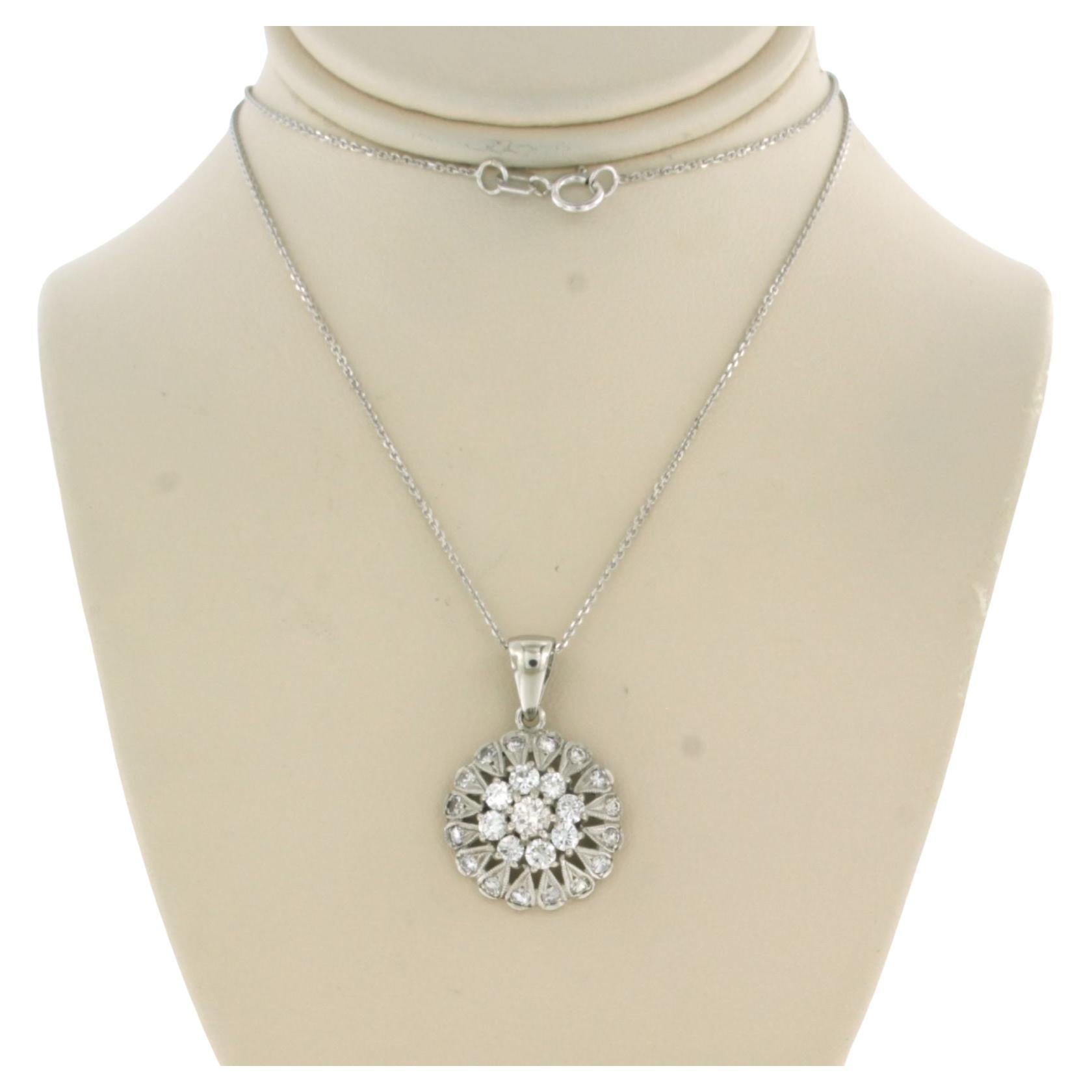 Chain and pendant set with diamonds 18k white gold For Sale at 1stDibs