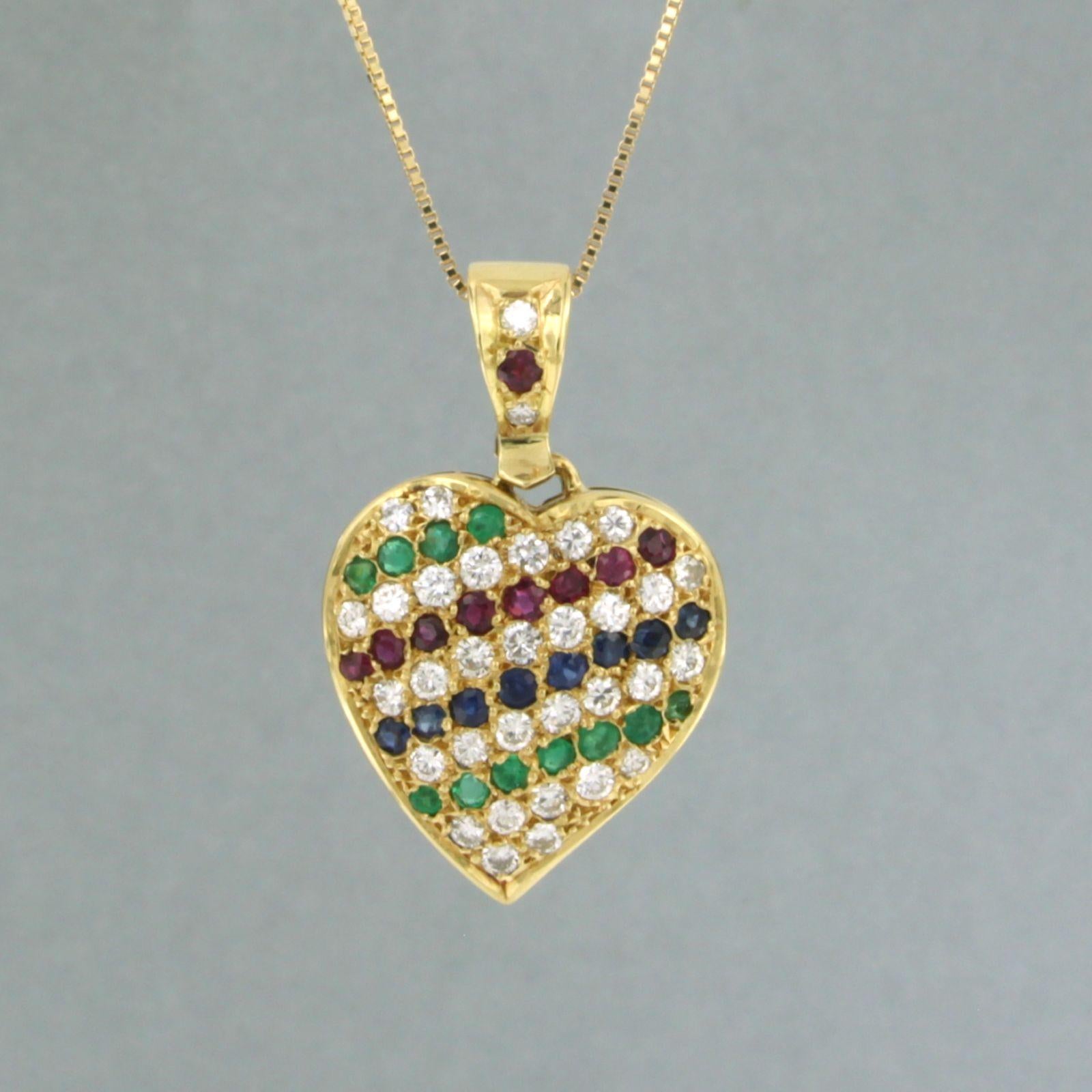 Chain and pendant set with Emerald, Ruby, Sapphire and diamonds 18k ...