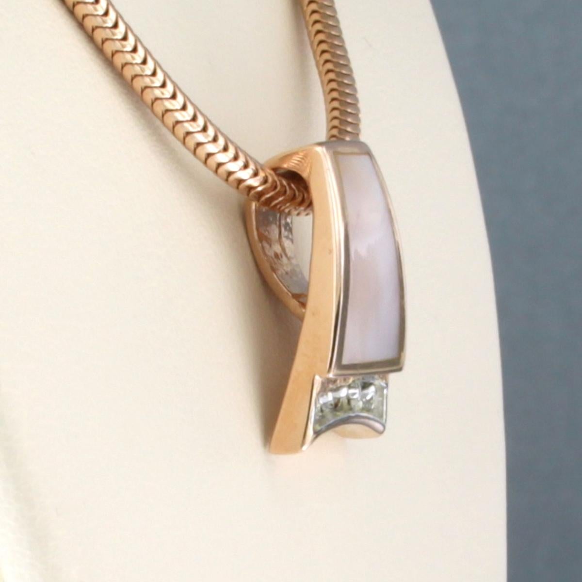 Chain and pendant set with pearl and diamonds 14k pink gold For Sale at ...