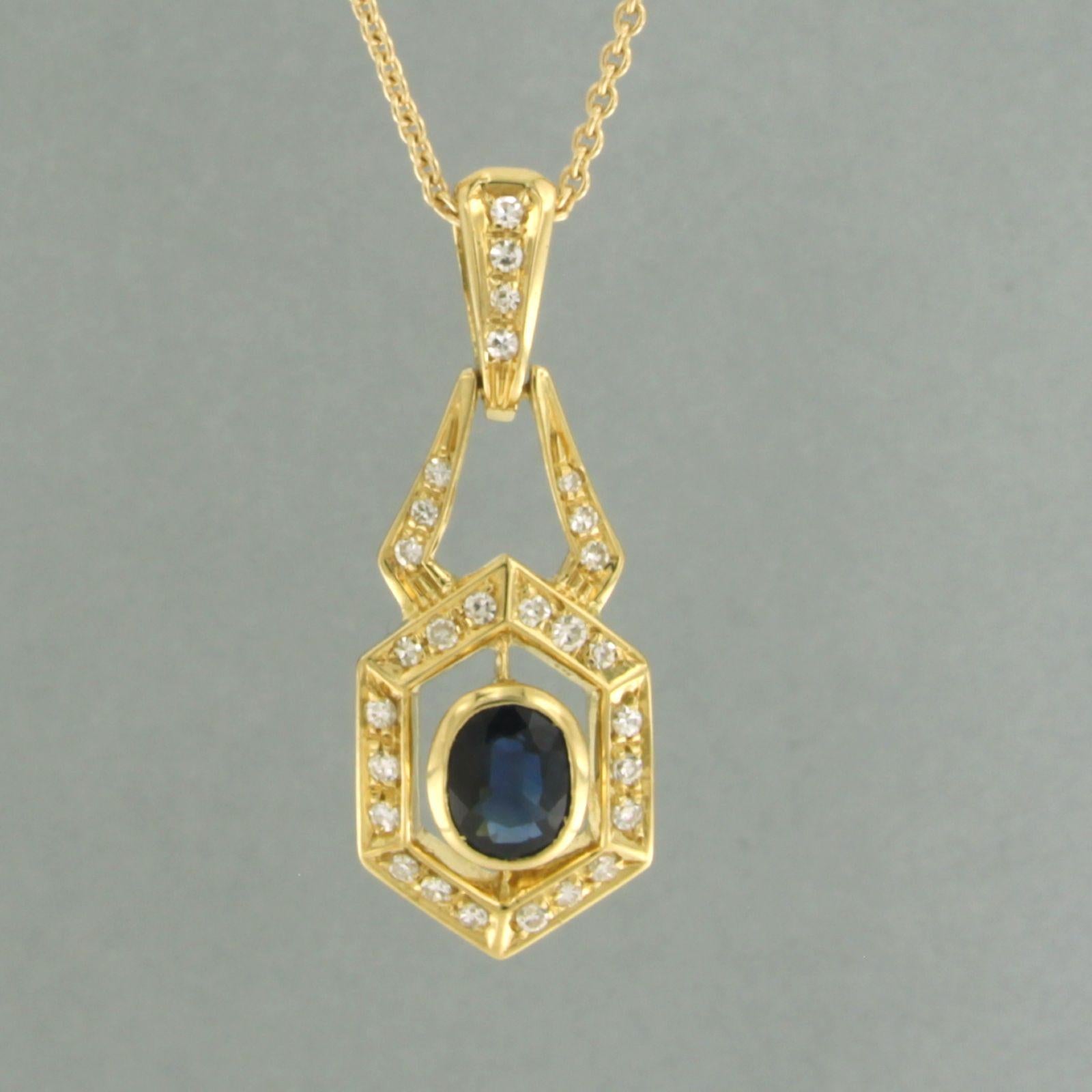 Chain and pendant set with Sapphire up to 0.70ct and diamonds 18k ...