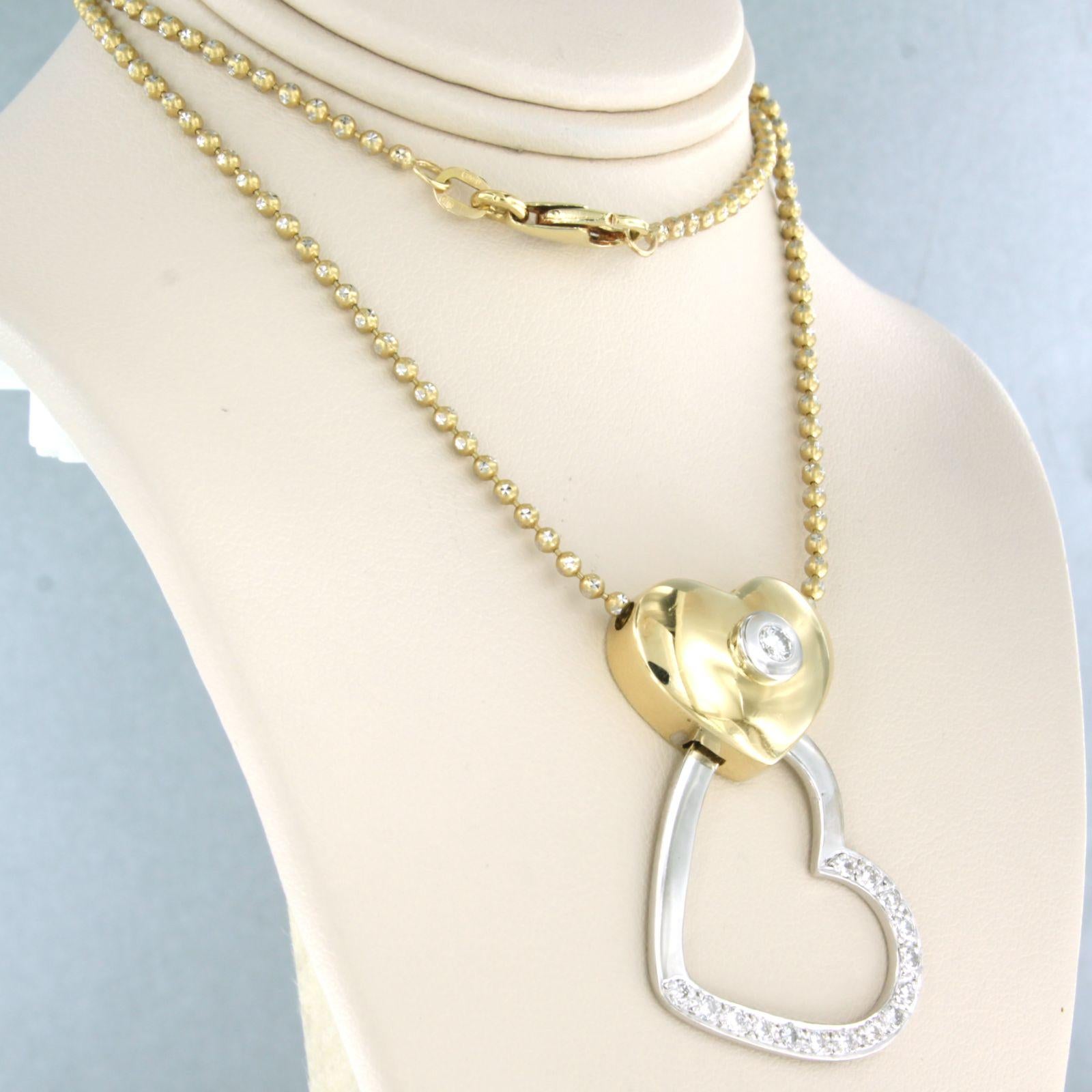 Chain and pendant with diamonds 14k and 18k gold For Sale at 1stDibs