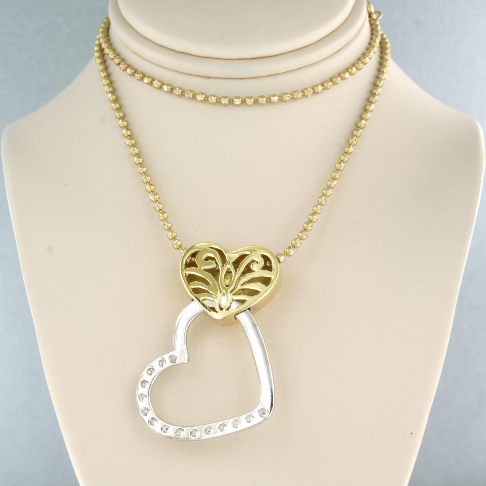 Chain and pendant with diamonds 14k and 18k gold For Sale at 1stDibs