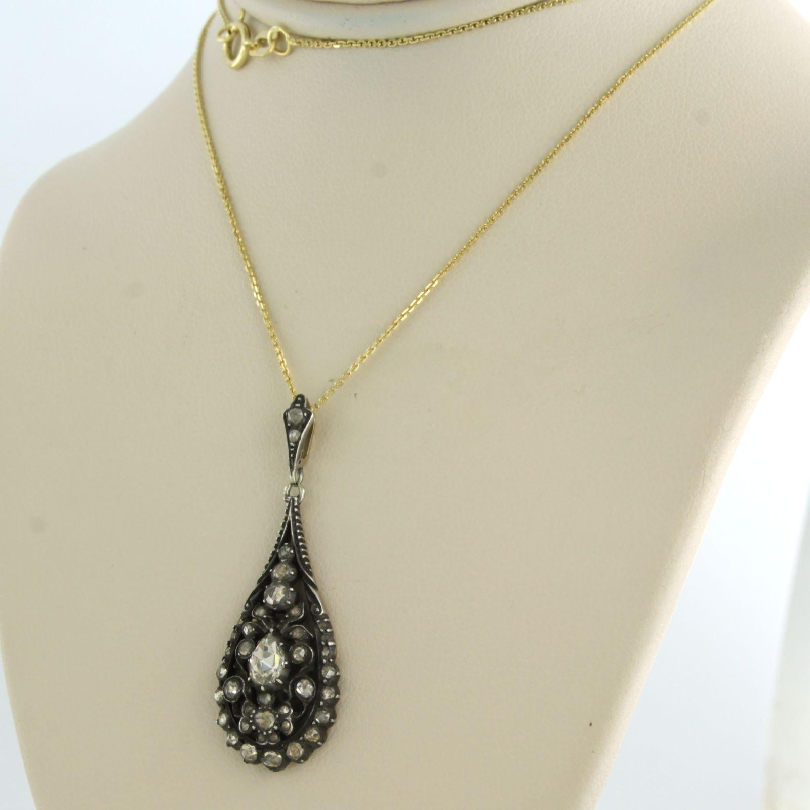 chain and pendant with diamonds 14k gold and 835 silver For Sale at 1stDibs