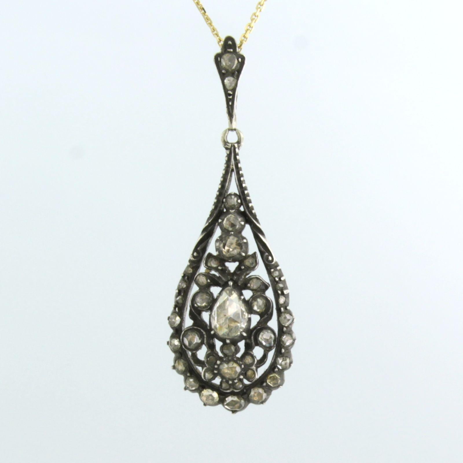 chain and pendant with diamonds 14k gold and 835 silver For Sale at 1stDibs