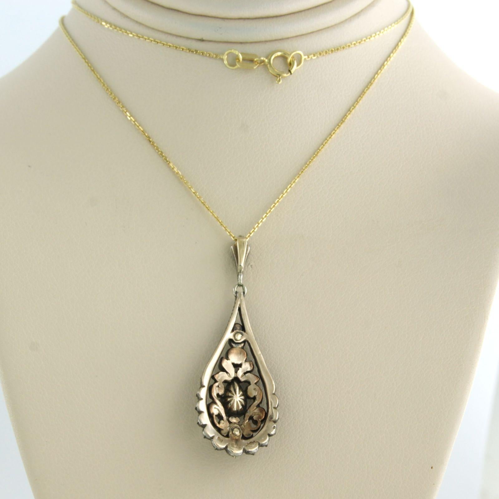chain and pendant with diamonds 14k gold and 835 silver For Sale at 1stDibs
