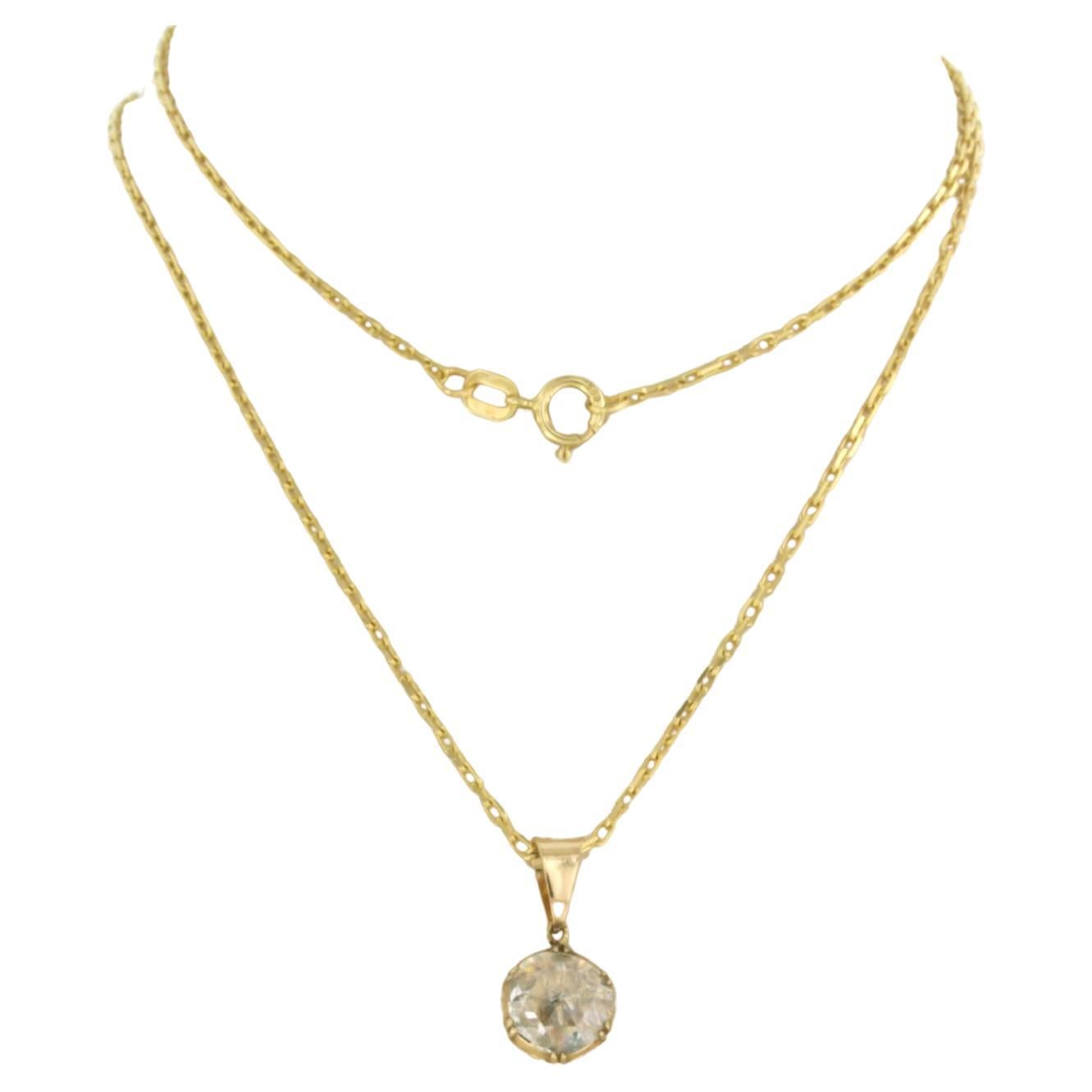 Chain and Pendant with pearl and diamonds 14k yellow gold For Sale at ...