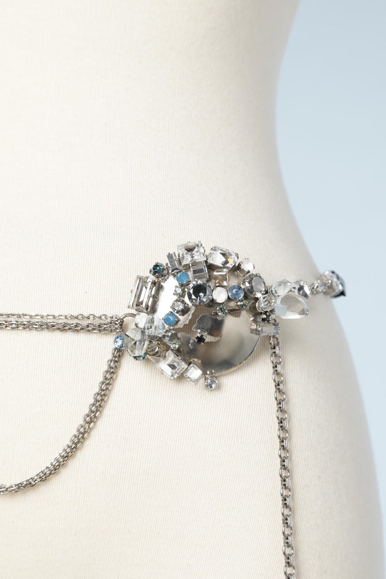 Chain belt with beaded work embellishment Daniel Swarovski For Sale at ...
