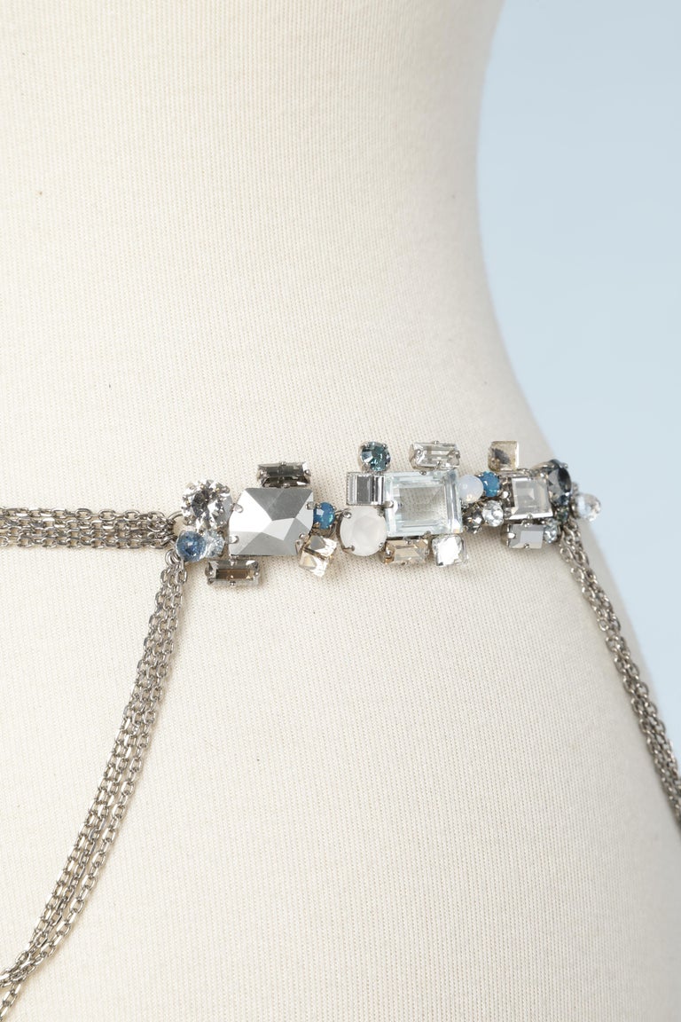 Chain belt with beaded work embellishment Daniel Swarovski For Sale at ...