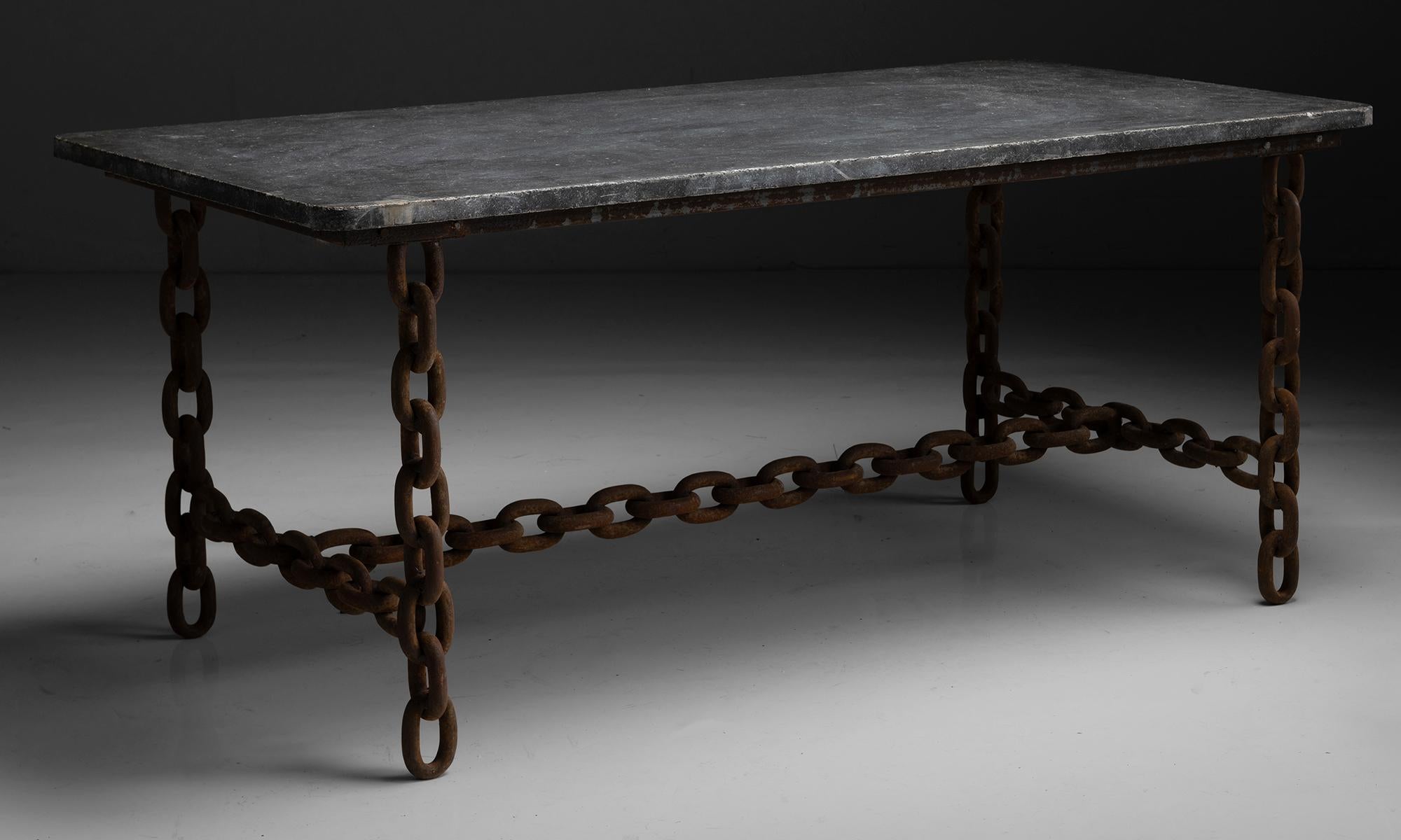 Chain and Blue Stone Table, France circa 1960 For Sale at 1stDibs