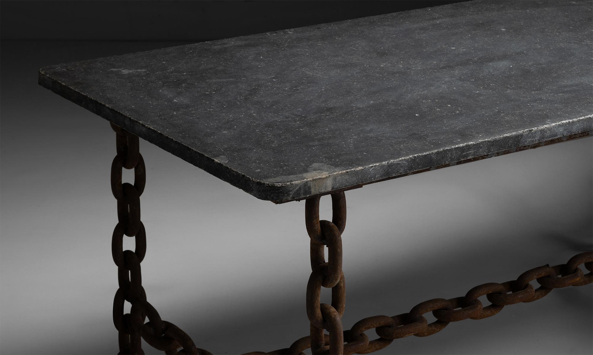Chain and Blue Stone Table, France circa 1960 For Sale at 1stDibs