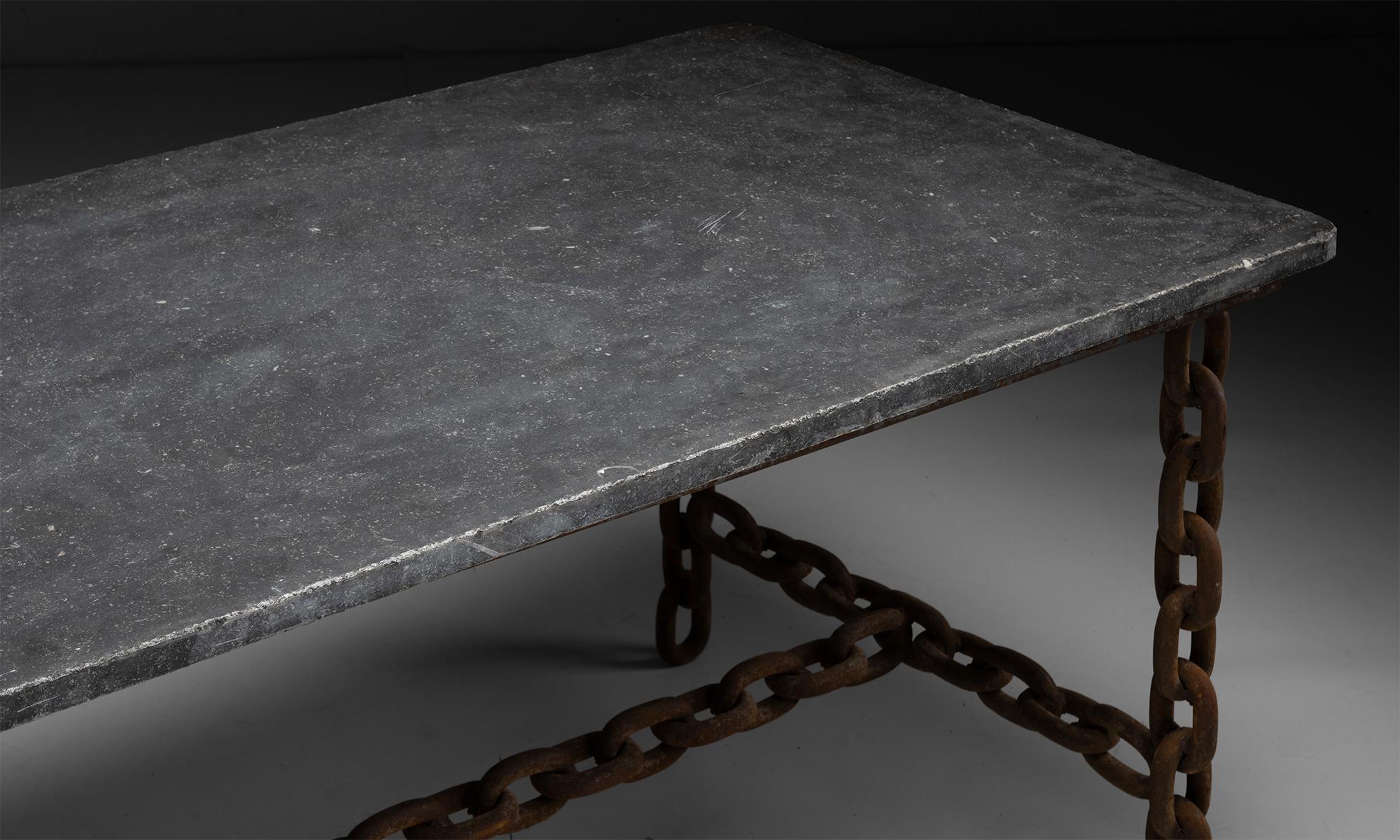 Chain and Blue Stone Table, France circa 1960 For Sale at 1stDibs