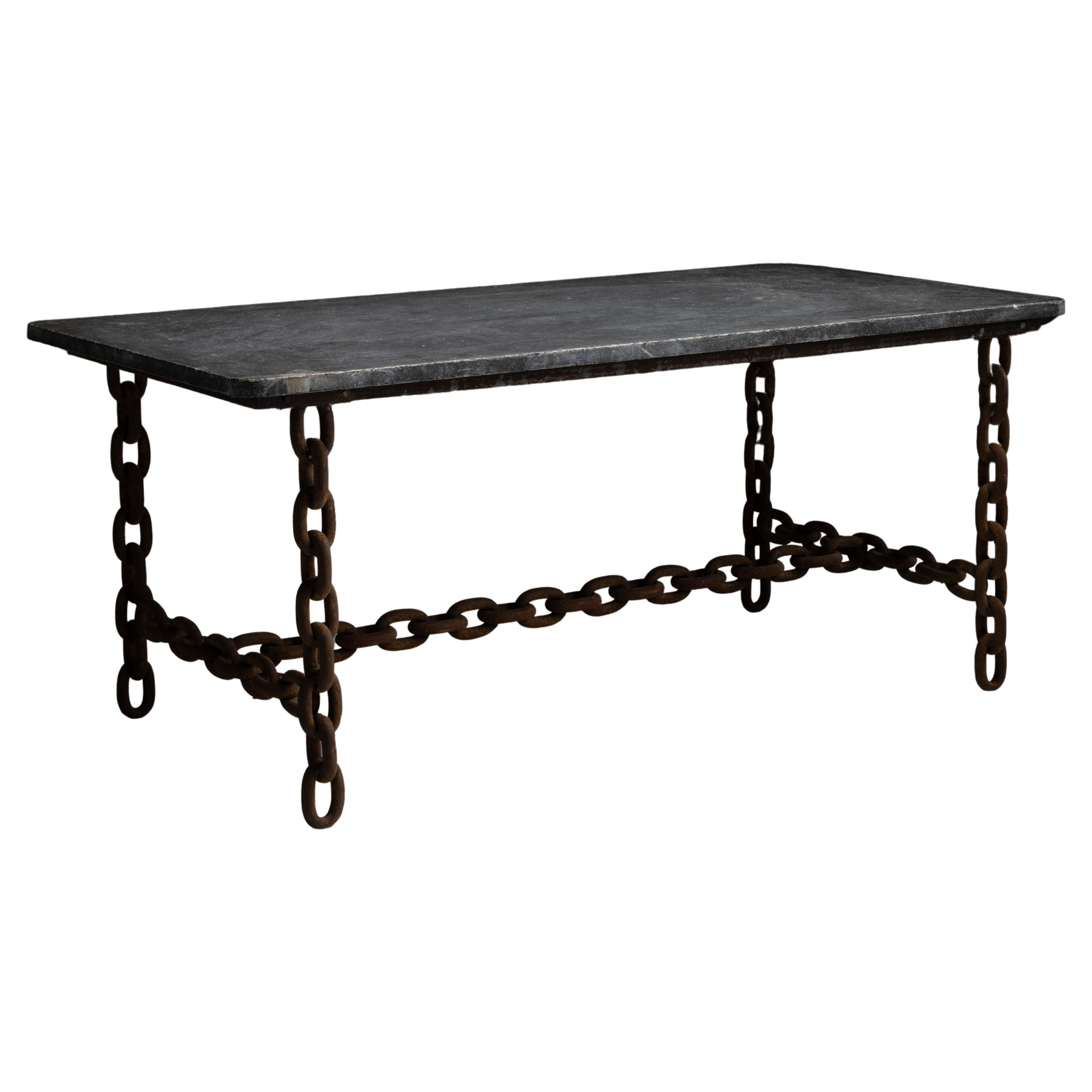 Chain and Blue Stone Table, France circa 1960 For Sale at 1stDibs