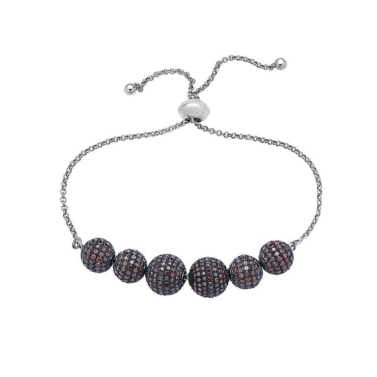 Chain Bracelet with Beaded Micro Pave Red Diamond Balls For Sale at 1stDibs