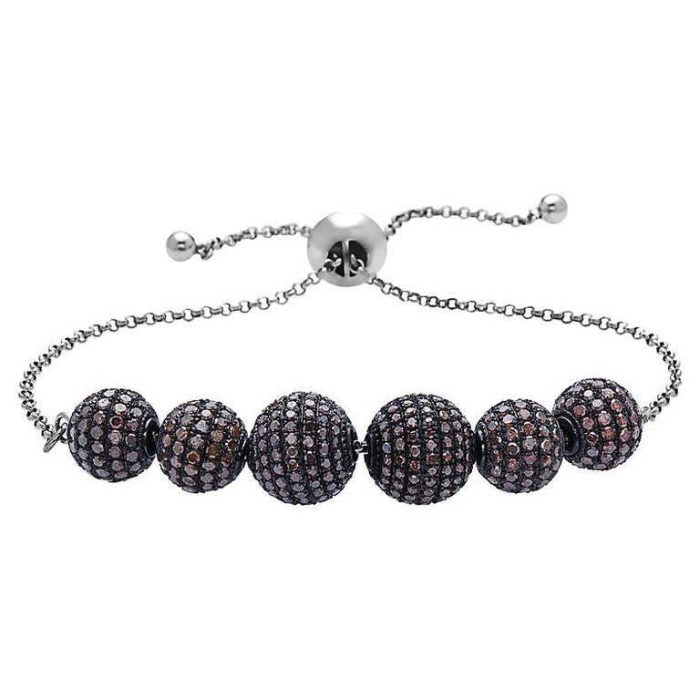 Chain Bracelet with Beaded Micro Pave Red Diamond Balls For Sale at 1stDibs