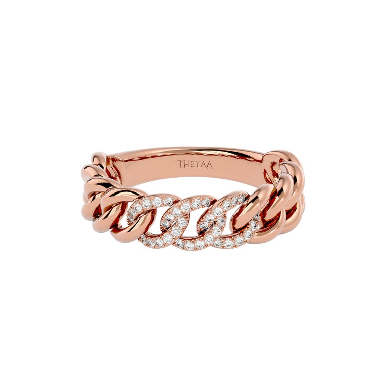 Chain Diamond Ring in 18 Karat Gold For Sale at 1stDibs