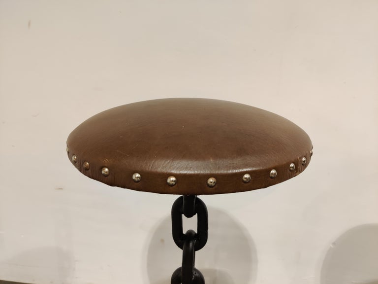Chain Link Brutalist Bar Stools, 1970s at 1stDibs