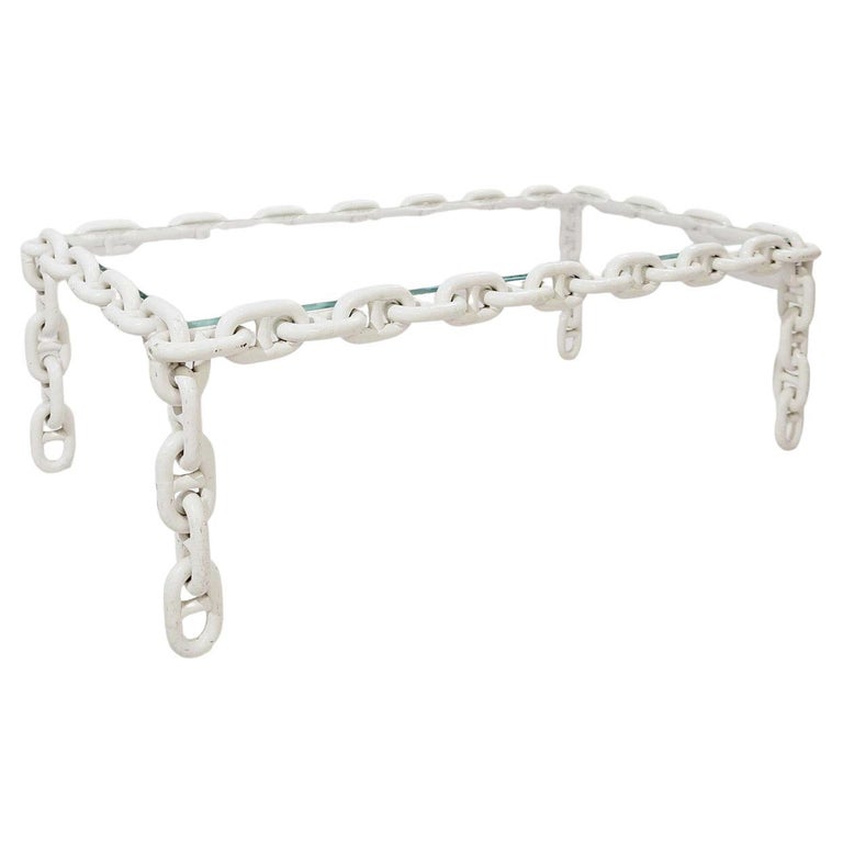 Chain Link Coffee Table Iron White Enameled Large, Belgium 1970 at 1stDibs