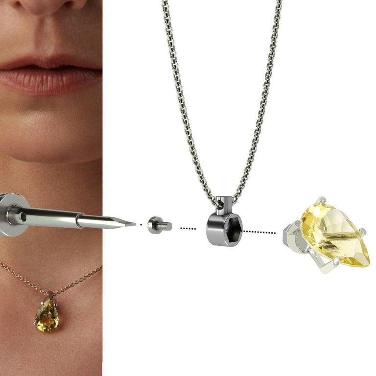 Fine Chain Necklace Gold with Lemon Quartz For Sale at 1stDibs