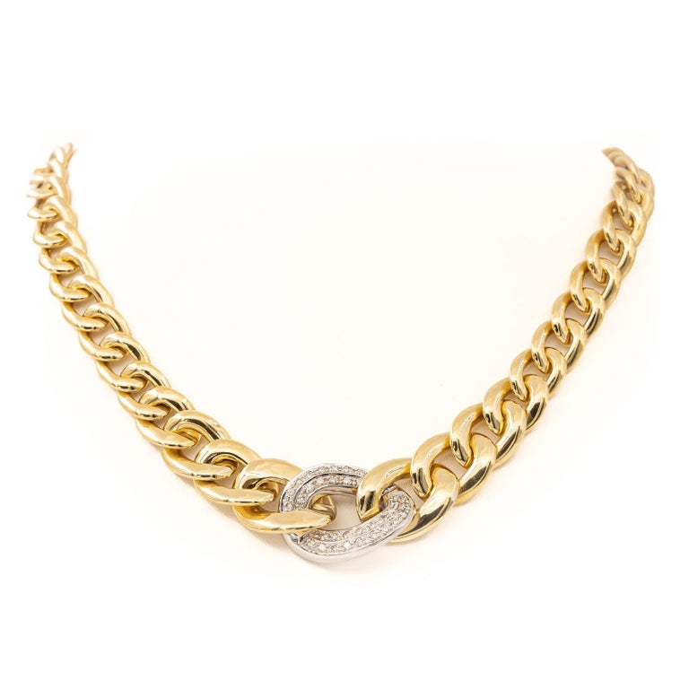 Chain Necklace Yellow Gold Diamond For Sale at 1stDibs