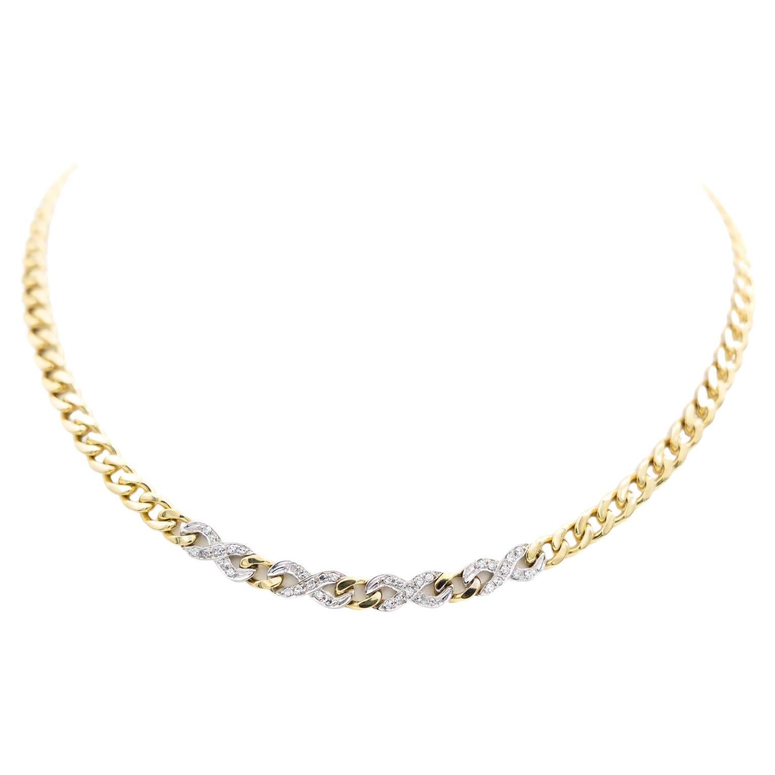 Chain Necklace Yellow Gold Diamond For Sale at 1stDibs