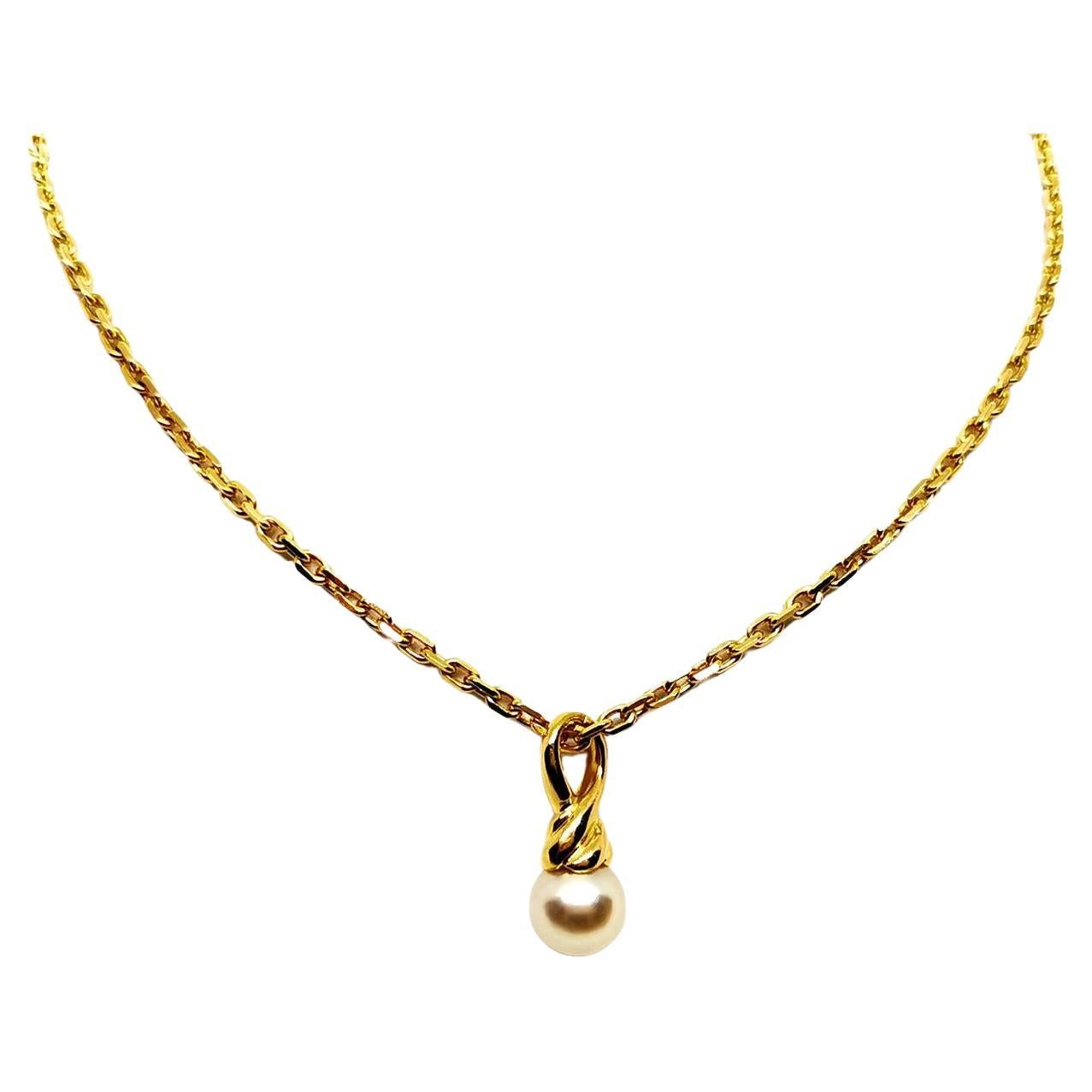 Gold Pearl Chain in Yellow Gold, Wedding Necklace, Tin Cup Pearl ...