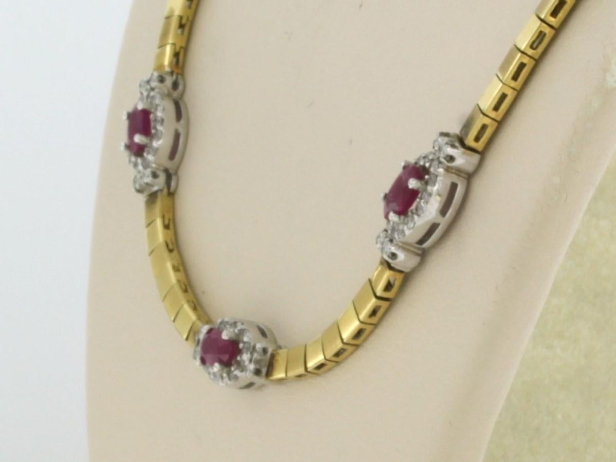 chain set with ruby and diamonds 18k bicolor gold For Sale at 1stDibs
