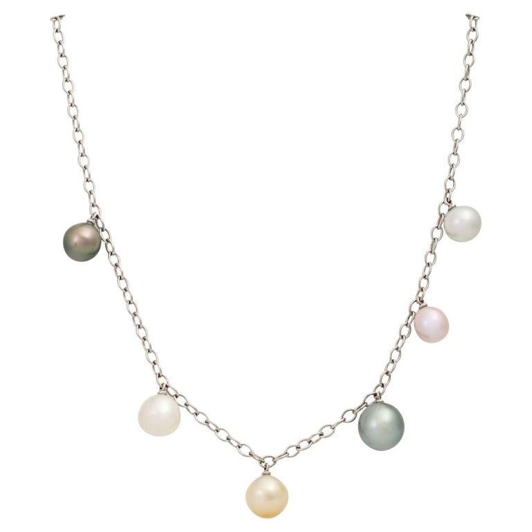 Chain with 7 Individual South Sea and Tahitian Pearls For Sale at 1stDibs