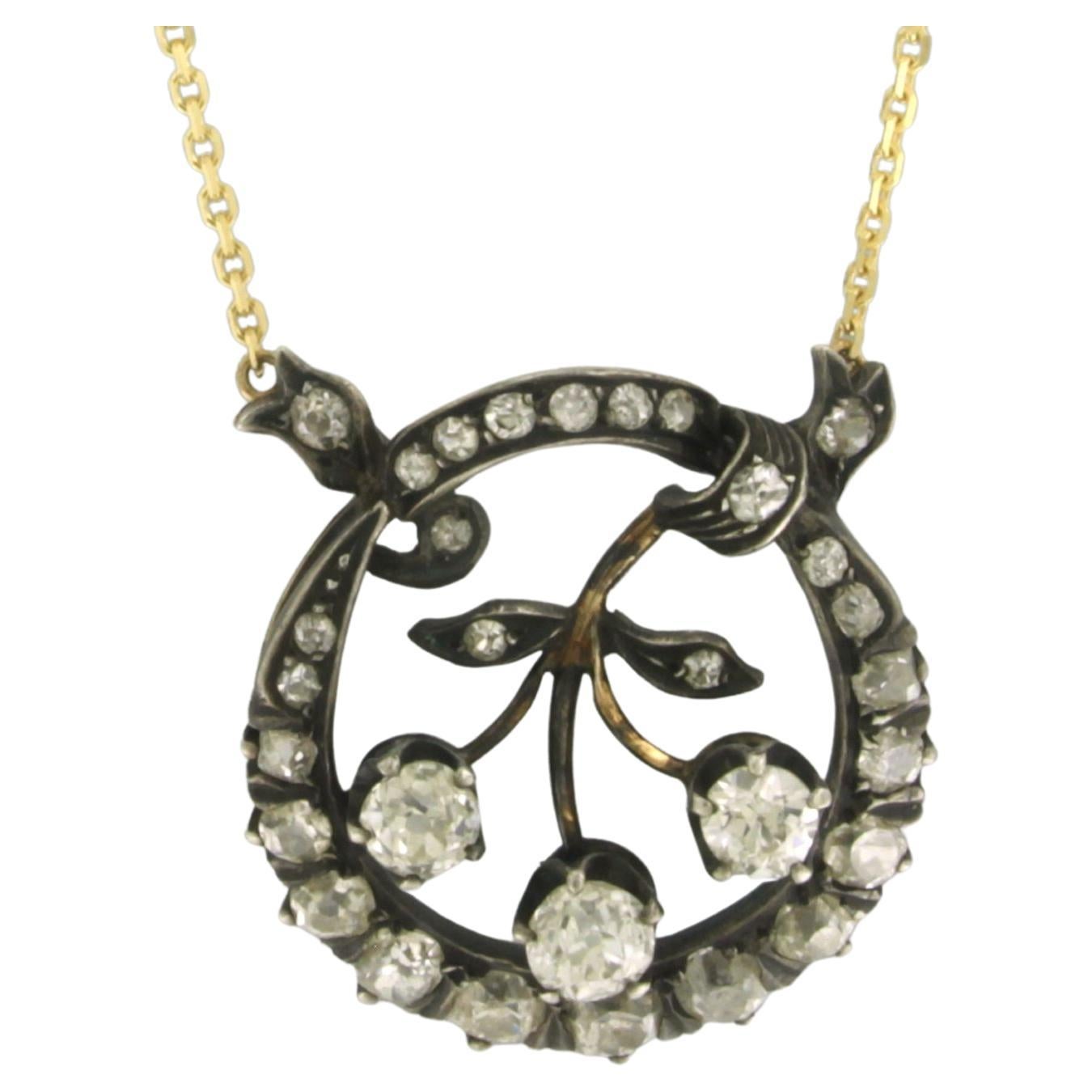 Chain with diamonds 14k gold and silver For Sale at 1stDibs