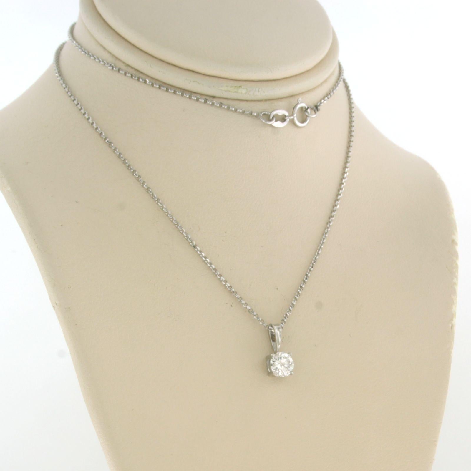 Chain with solitair pendant set with diamond 18k white gold For Sale at ...