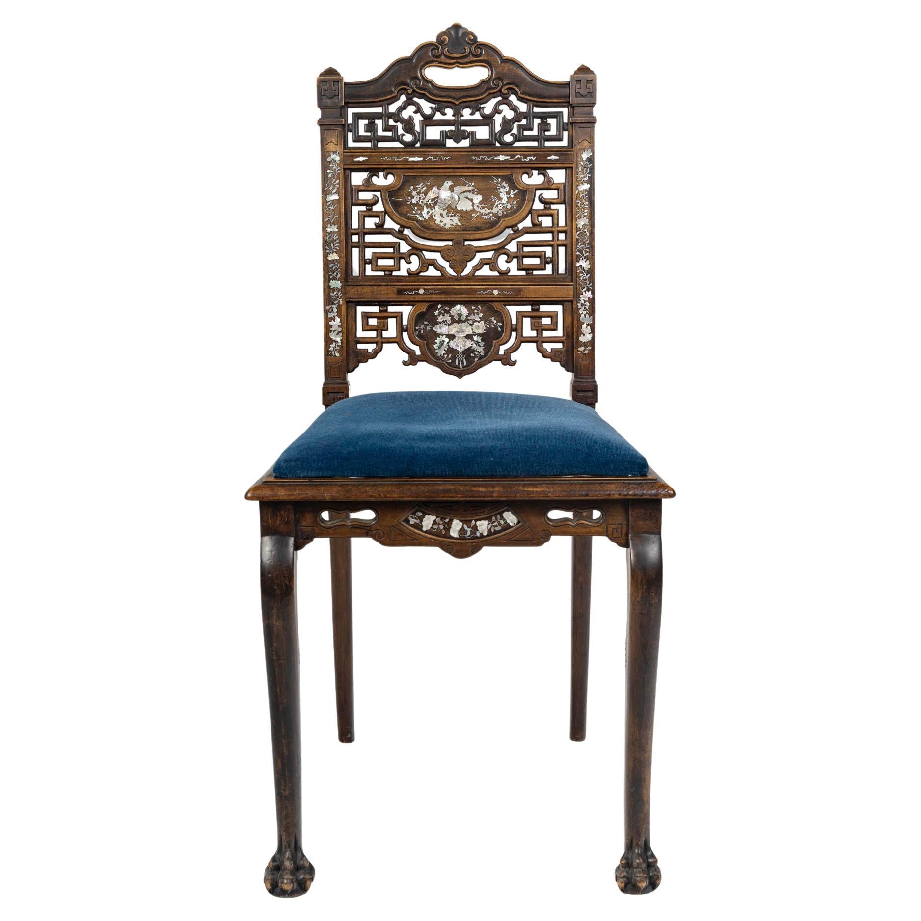 Chair by Gabriel Viardot, in the Asian Art Style, 19th Century. For ...