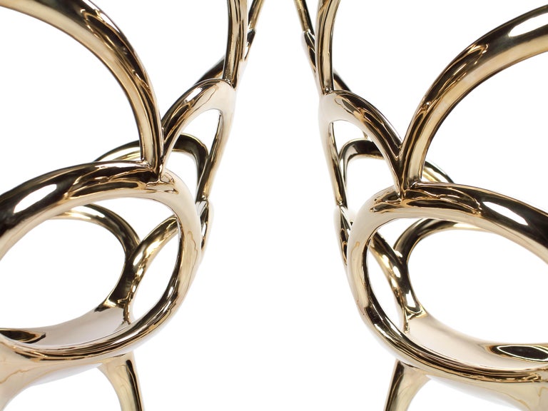 Chair Dining Room Armchair Gold Cast Bronze Mirror Polished Collectible ...