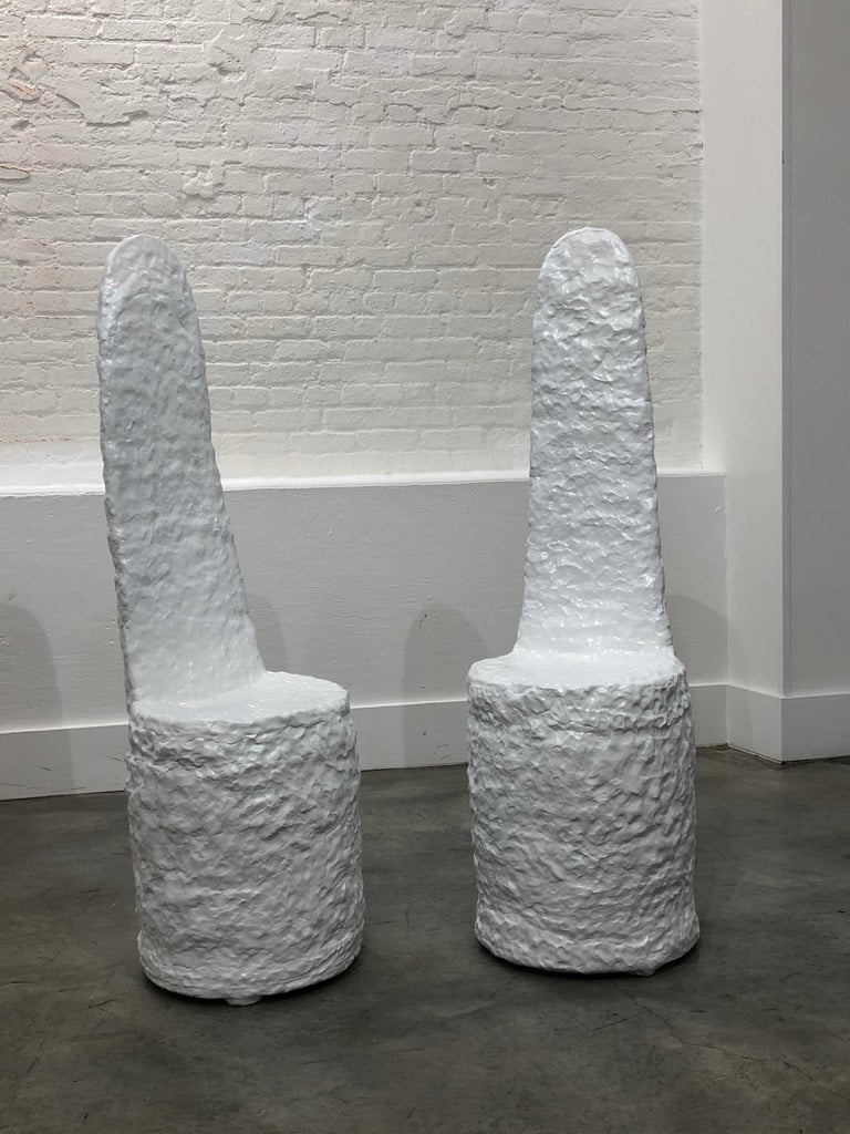 Hand-Built Ceramic Pair of High-Backed Outdoor Side Chairs by Sean ...