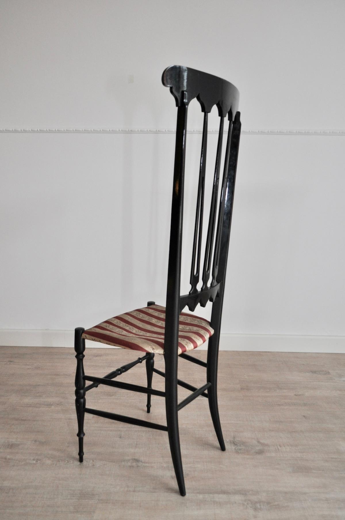 Chairs, Maple Lucid Dark Brown Wood, Fabric Seat, by Gio Ponti, Italy ...