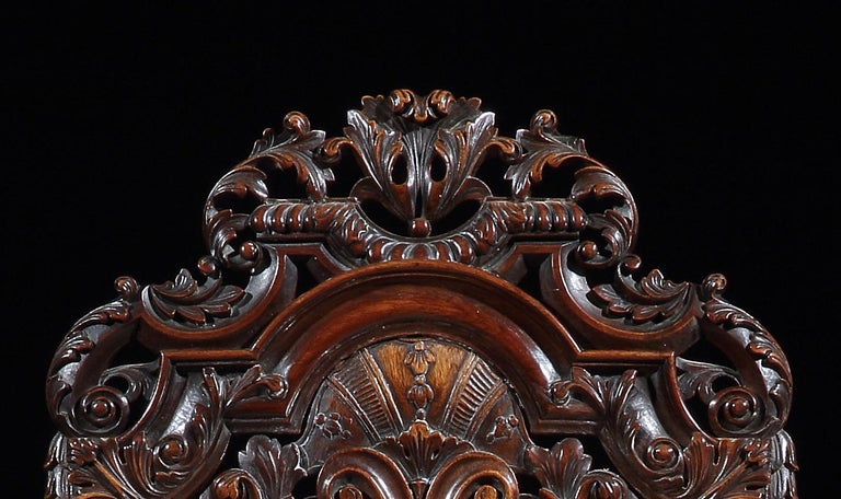 Chairs Set of Six Daniel Marot Walnut Pierced Carving High Backs 51.5 ...