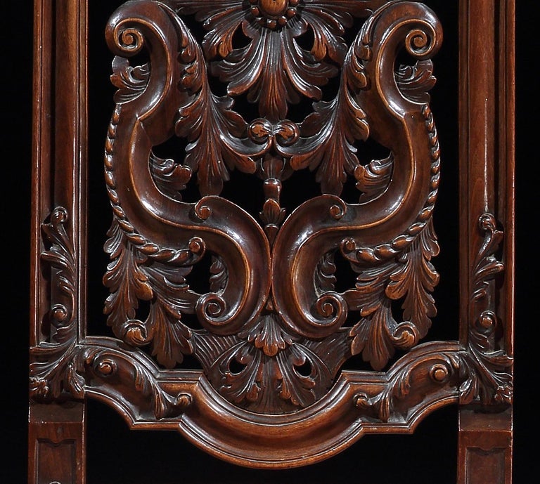 Chairs Set of Six Daniel Marot Walnut Pierced Carving High Backs 51.5 ...