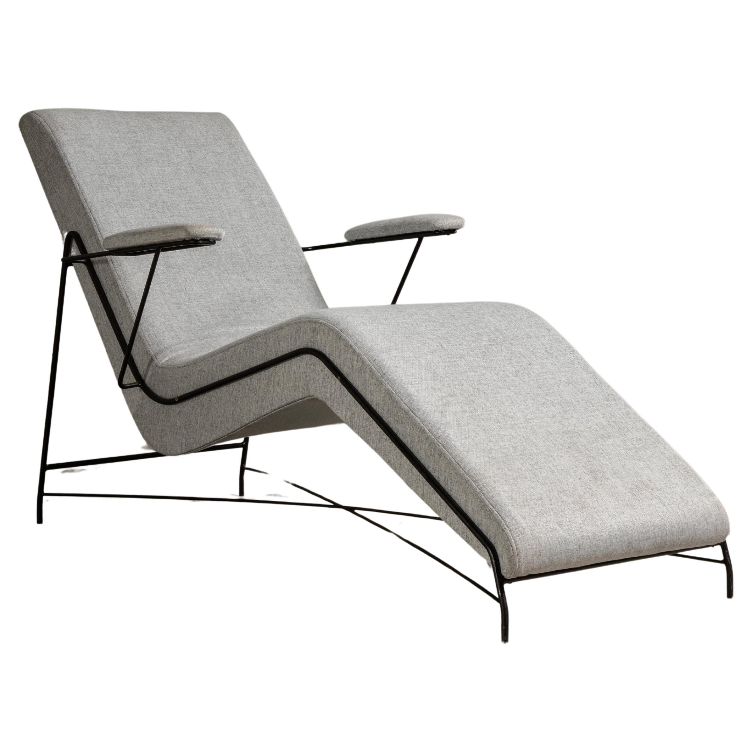 Chaise Longues with Structure in Iron, Brazilian Mid-Century Modern ...