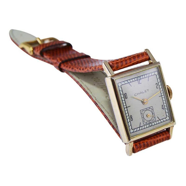 Chalet Gold Filled Art Deco Tank Style Watch from 1940's For Sale at ...