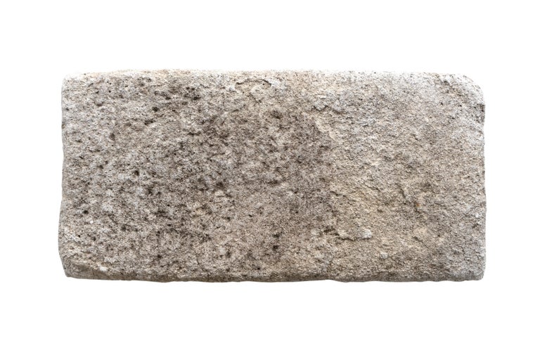 Chalkstone Side Table with Weathered Metal Base For Sale at 1stDibs